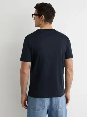 REISS Air-water Cotton Tailored-fit T-shirt - Navy