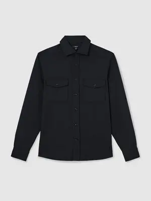 REISS Twin-pocket Button-through Overshirt - Navy