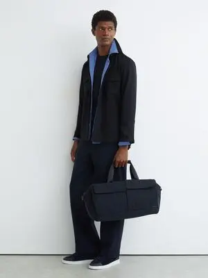 REISS Twin-pocket Button-through Overshirt - Navy