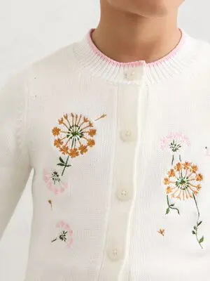 REISS Cotton Floral-embroidered Cardigan