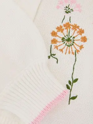 REISS Cotton Floral-embroidered Cardigan