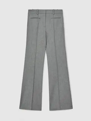 REISS Woven Pintuck-detail Flared Trousers