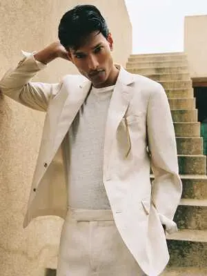REISS Atlantic Classic Fit Linen-twill Single-breasted Classic-fit Suit Blazer - Stone