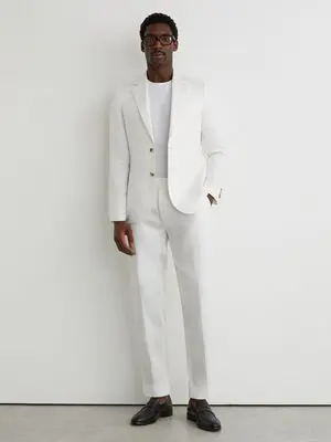REISS Tailored Fit Linen-twill Single-breasted Blazer Tailored-fit