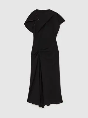 REISS Asymmetric Draped Midi Dress