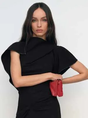 REISS Asymmetric Draped Midi Dress