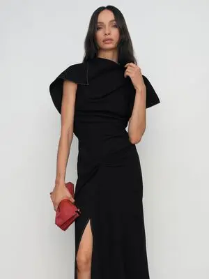 REISS Asymmetric Draped Midi Dress