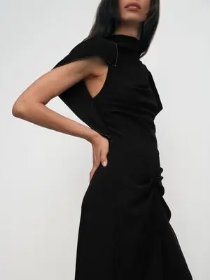 REISS Asymmetric Draped Midi Dress