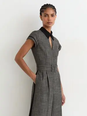 REISS Collared Wide-leg Belted Jumpsuit
