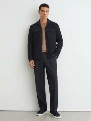 REISS Textured Twin-pocket Regular-fit Shirt - Navy