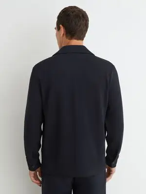 REISS Textured Twin-pocket Regular-fit Shirt - Navy
