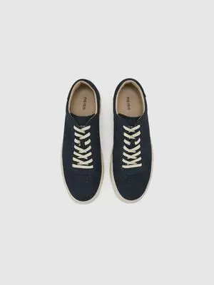 REISS Nubuck Leather Perforated-detail Trainers