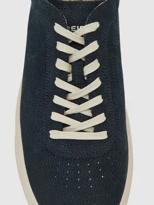 REISS Nubuck Leather Perforated-detail Trainers