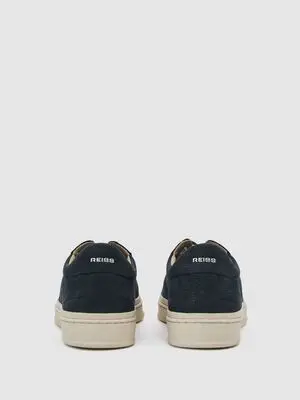 REISS Nubuck Leather Perforated-detail Trainers