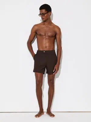 REISS Side-adjuster Swim Shorts - Brown