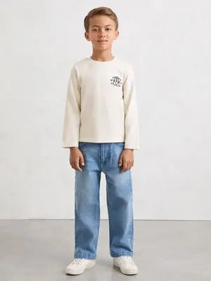 REISS 3-9 Yrs Monogram Cotton Long-sleeve T-shirt