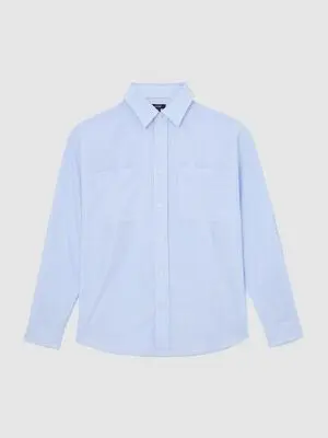 REISS Lyocell Stripe Button-through Overshirt