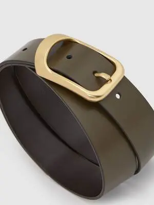 REISS Leather Curved-buckle Belt