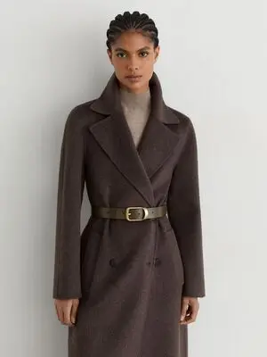 REISS Leather Curved-buckle Belt
