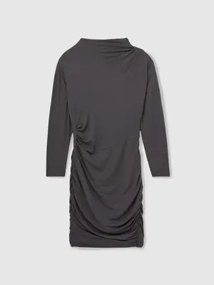 REISS Ruched Mini Dress - Charcoal