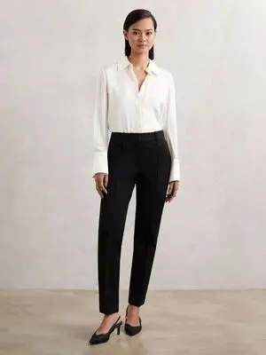 REISS Pintuck Tapered Trousers - Black