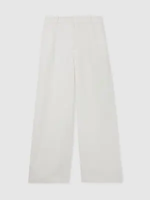 REISS Linen-blend Wide-leg Trousers