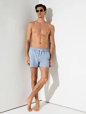REISS Piped Drawstring Swim Shorts - Soft Blue