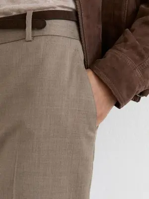 REISS Adie Wool-blend Wide-leg Trousers - Neutral