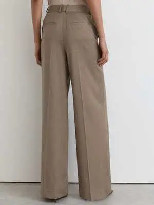 REISS Adie Wool-blend Wide-leg Trousers - Neutral
