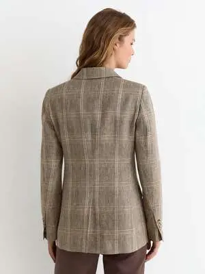 REISS Linen Double-breasted Blazer