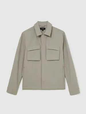 REISS Technical Twin-pocket Overshirt - Stone