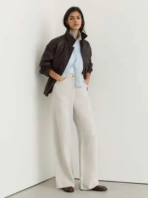 REISS Lyocell-linen Wide-leg Trousers Neutral
