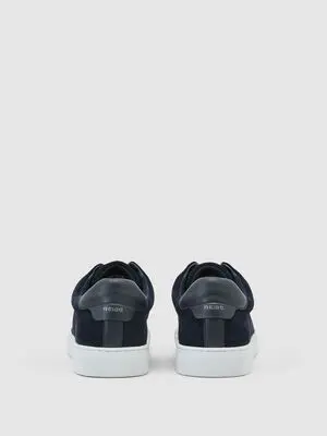 REISS Suede Slip-on Elasticated Trainers - Dark Navy