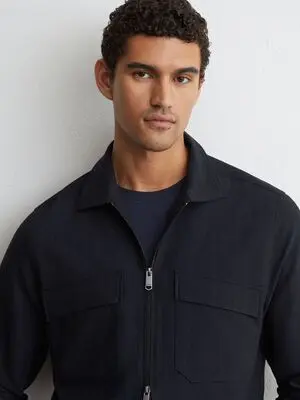REISS Stripe Zip-through Overshirt