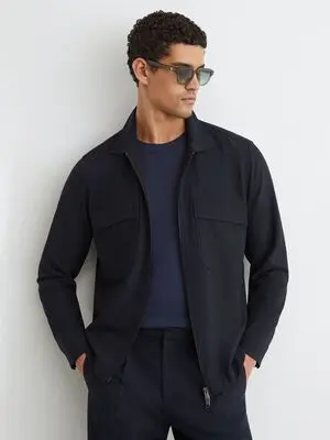 REISS Stripe Zip-through Overshirt