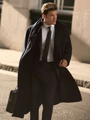 REISS Wool-blend Blindseam Belted Overcoat - Navy