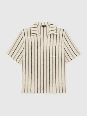 REISS Crochet Stripe Overhead Shirt