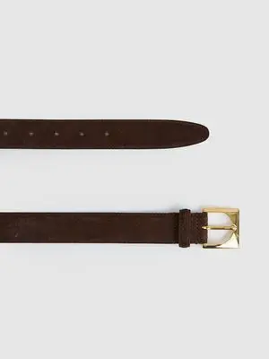 REISS Suede Square-buckle Belt