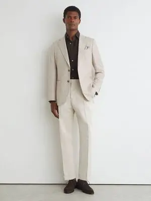 ATELIER Wool Long-sleeve Slim-fit Shirt - Brown