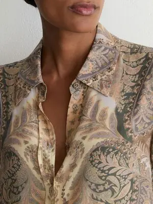 REISS Katiya Paisley Print Long Sleeve Shirt - Grey/neutral