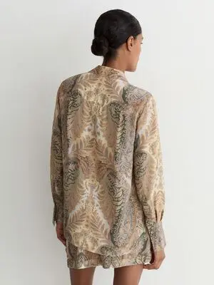 REISS Katiya Paisley Print Long Sleeve Shirt - Grey/neutral