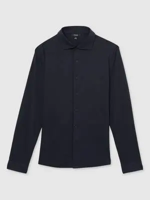 REISS Air-water Cotton Slim-fit Shirt - Navy