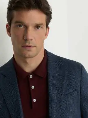 REISS Single-breasted Herringbone Blazer Tailored-fit With Cotton