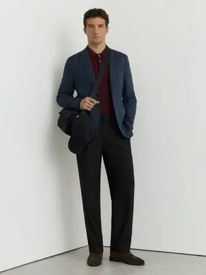 REISS Single-breasted Herringbone Blazer Tailored-fit With Cotton