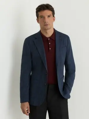 REISS Single-breasted Herringbone Blazer Tailored-fit With Cotton