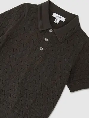 REISS 3-9 Yrs Cotton Pointelle-knit Polo Jumper