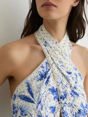 REISS Amaya Petite Cotton Floral-print Belted Maxi Dress
