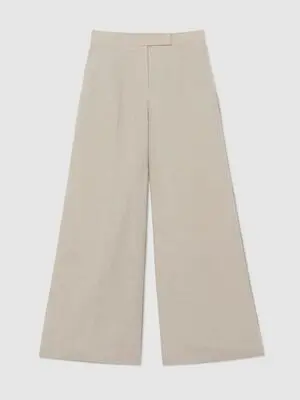 REISS Linen Wide-leg Suit Trousers