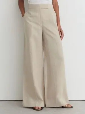 REISS Linen Wide-leg Suit Trousers