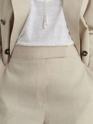 REISS Linen Wide-leg Suit Trousers